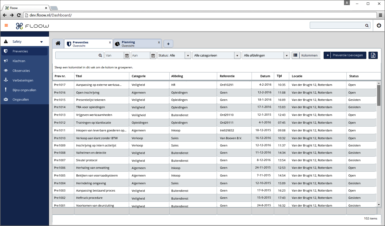 Desktop schermen VCA-App - VCA app
